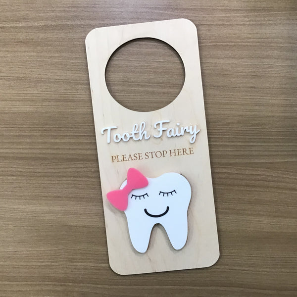 Tooth Fairy Please Stop Door Hanger – handmadesaskyxe